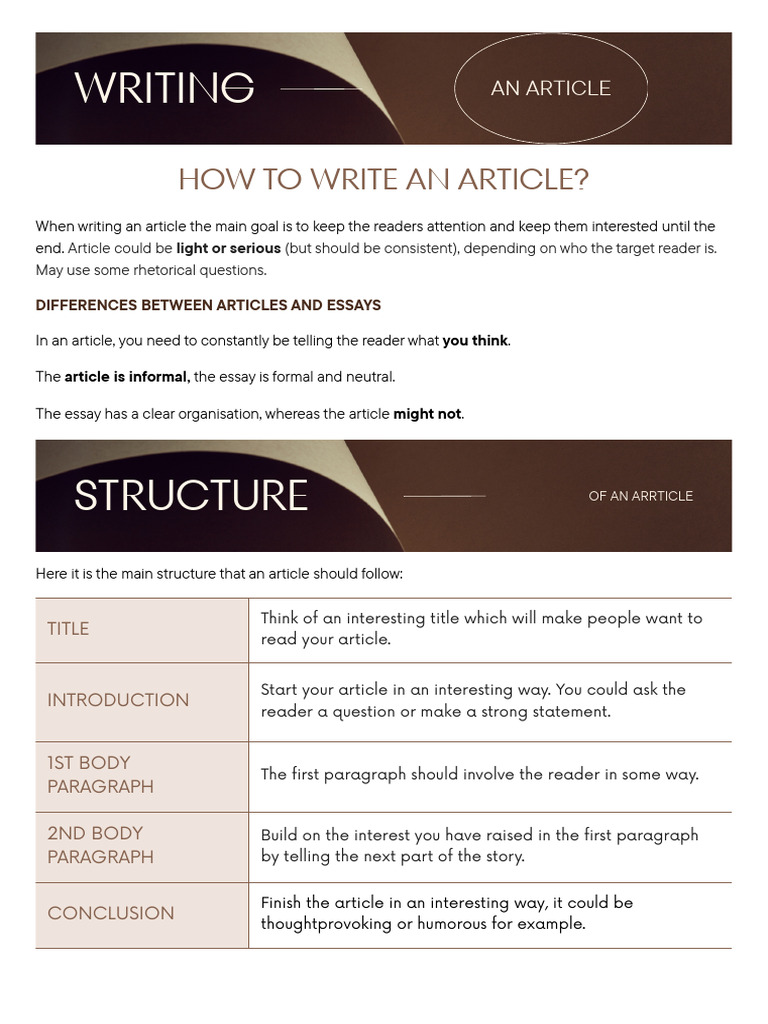 Writing An Article | PDF | Essays | Question