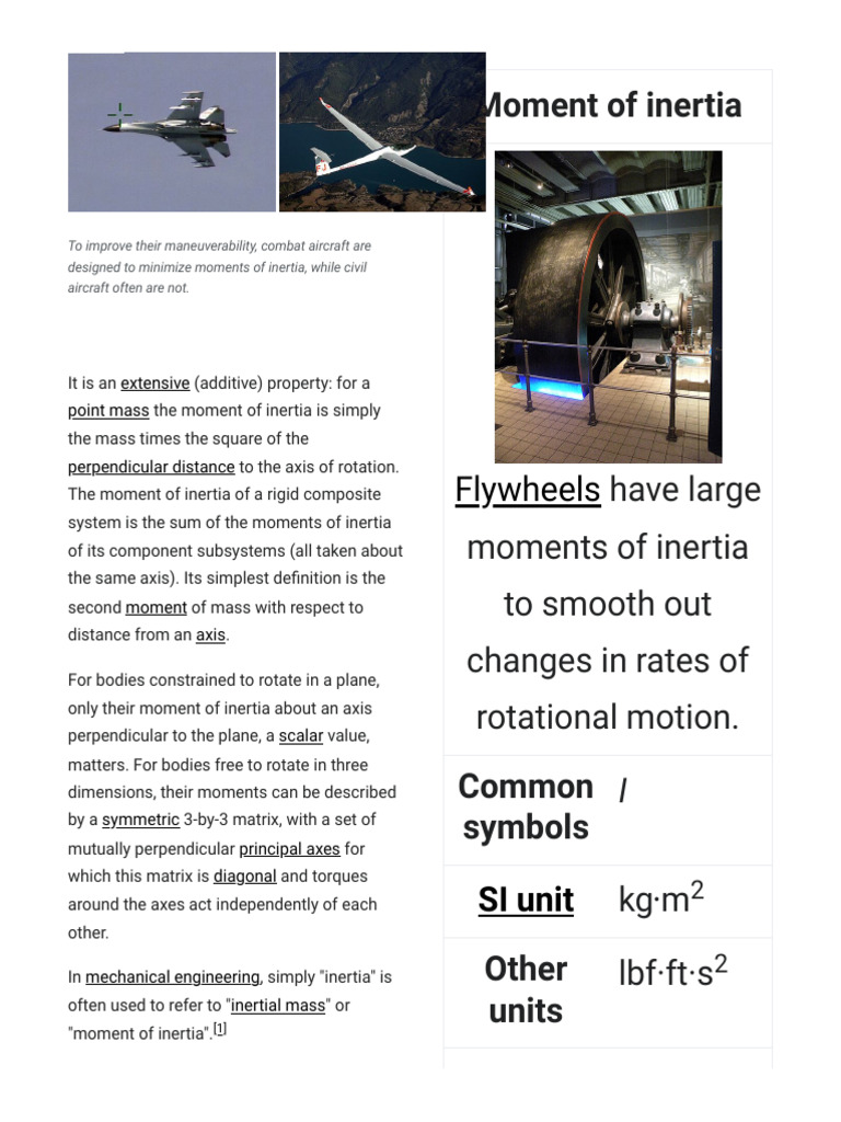 Moment of Inertia - Wikipedia | PDF