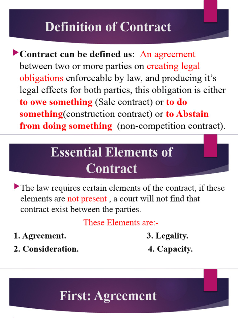 Definition of Contract | PDF | Offer And Acceptance | Consideration