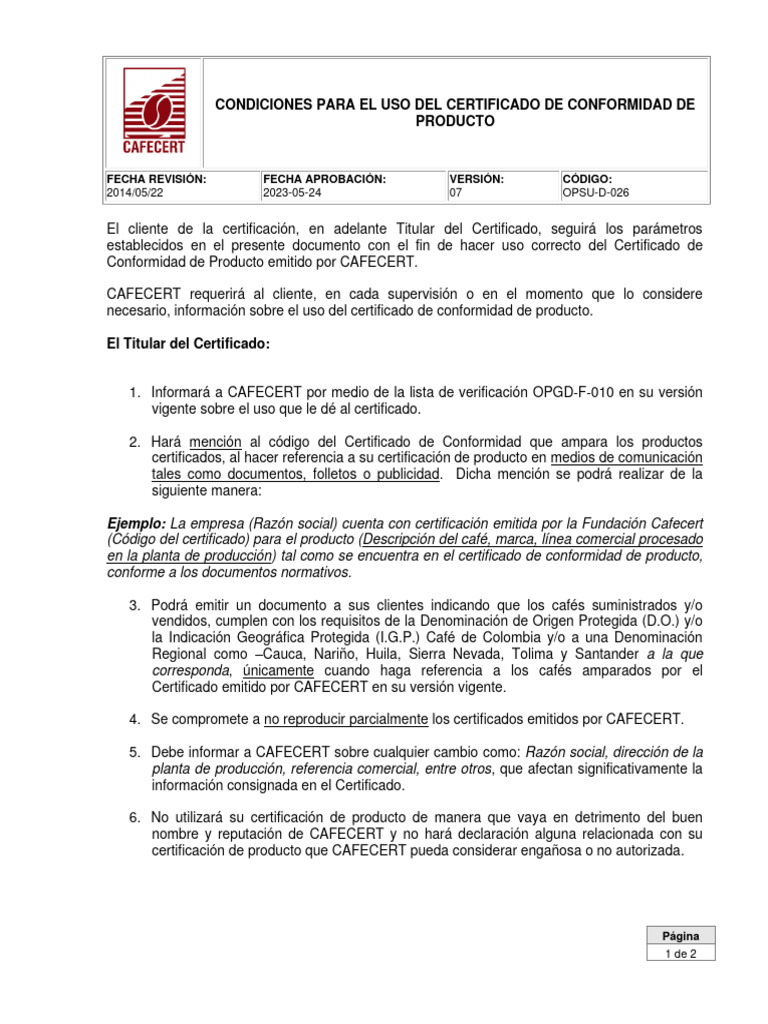 OPSU-D-026-Condiciones-para-el-uso-de-un-certificado-de-conformidad-DOP-V07-2 | PDF