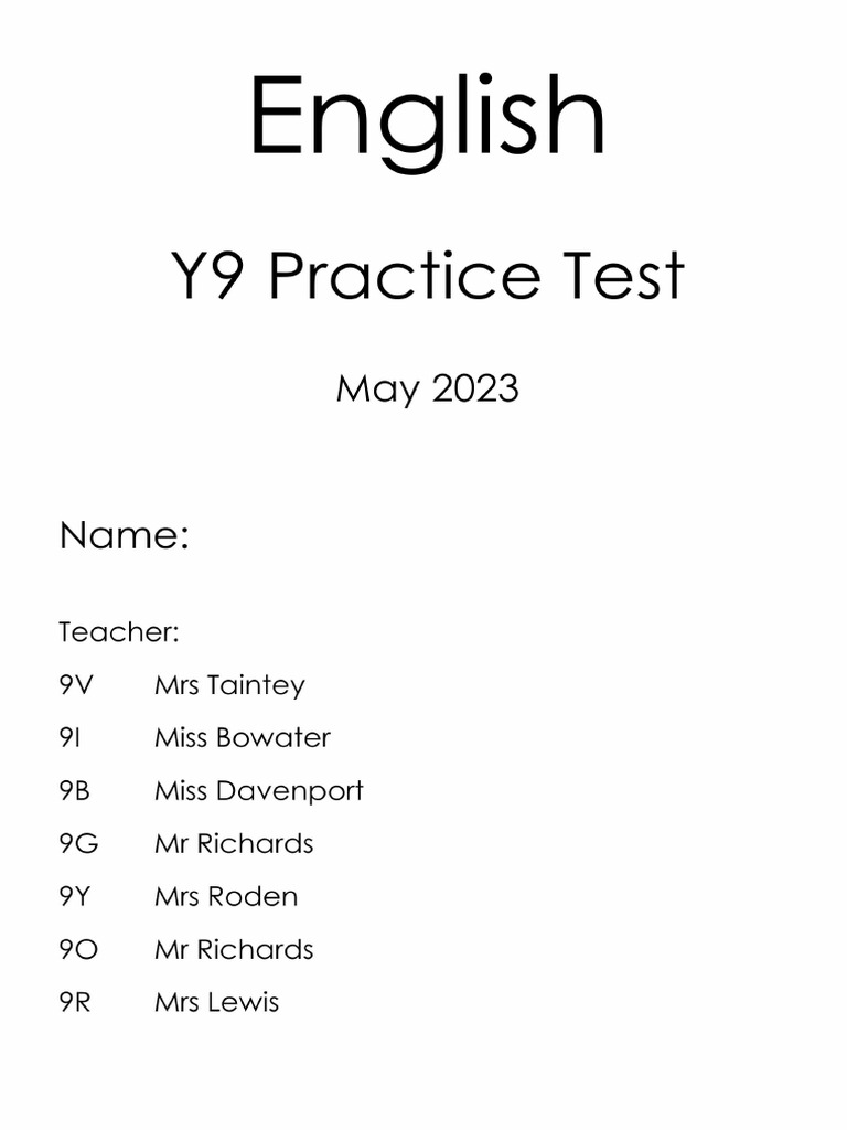 Y9 Assessment Practice 1 | PDF