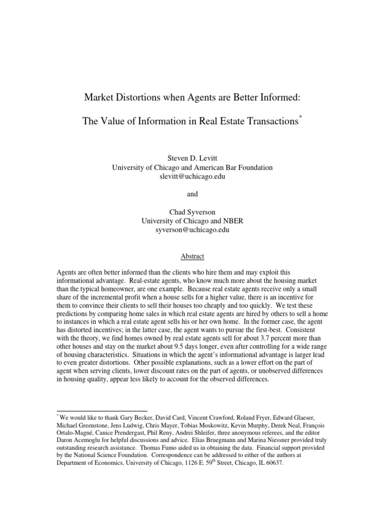 Market Distortions When Agents Are Better Informed: The Value of ...