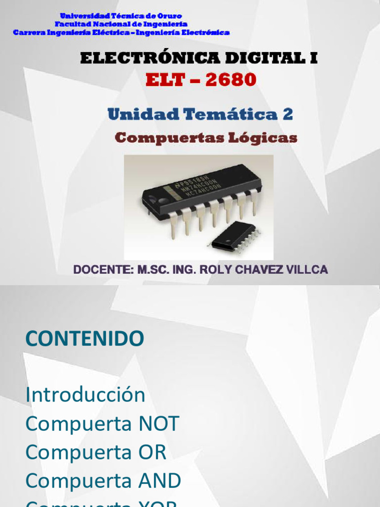 ELT-2680 UT2 - Compuertas Lógicas - Diapositiva | PDF | Puerta lógica ...
