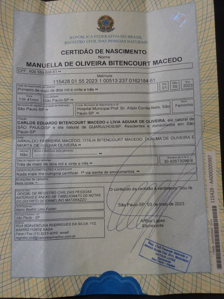 Certidão Manu | PDF