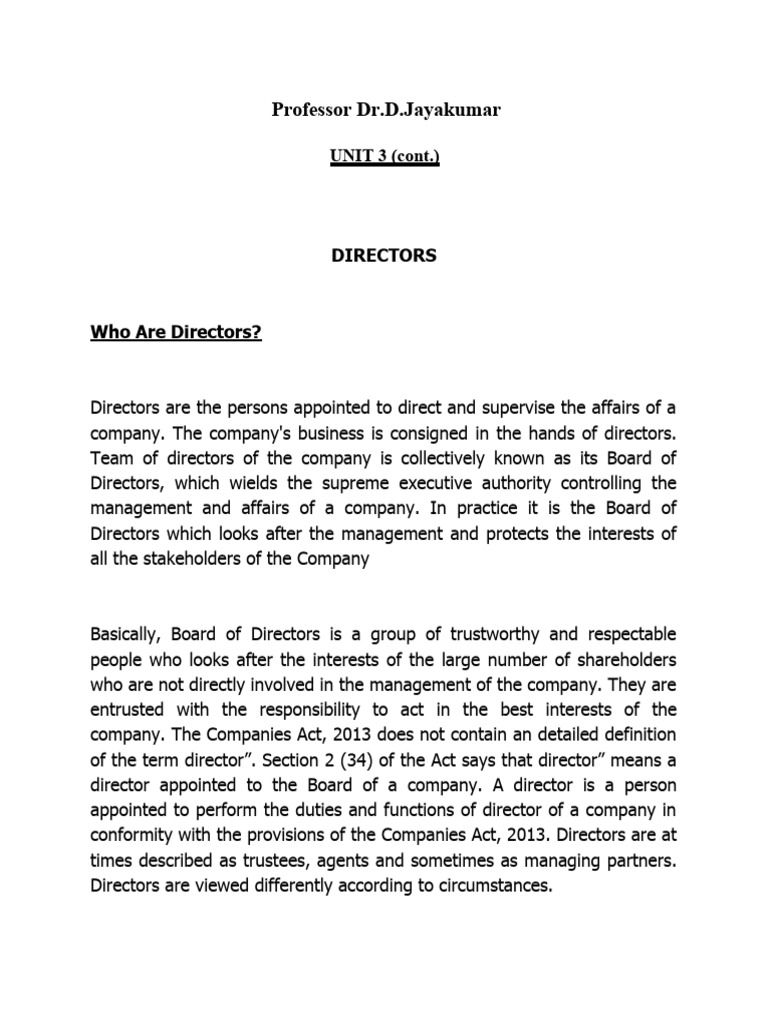 Unit 3 Director | PDF | Board Of Directors | Business