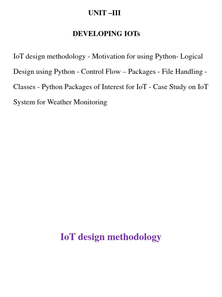 UNIT 3 Developing IoTs-1 | PDF | System | Control Flow