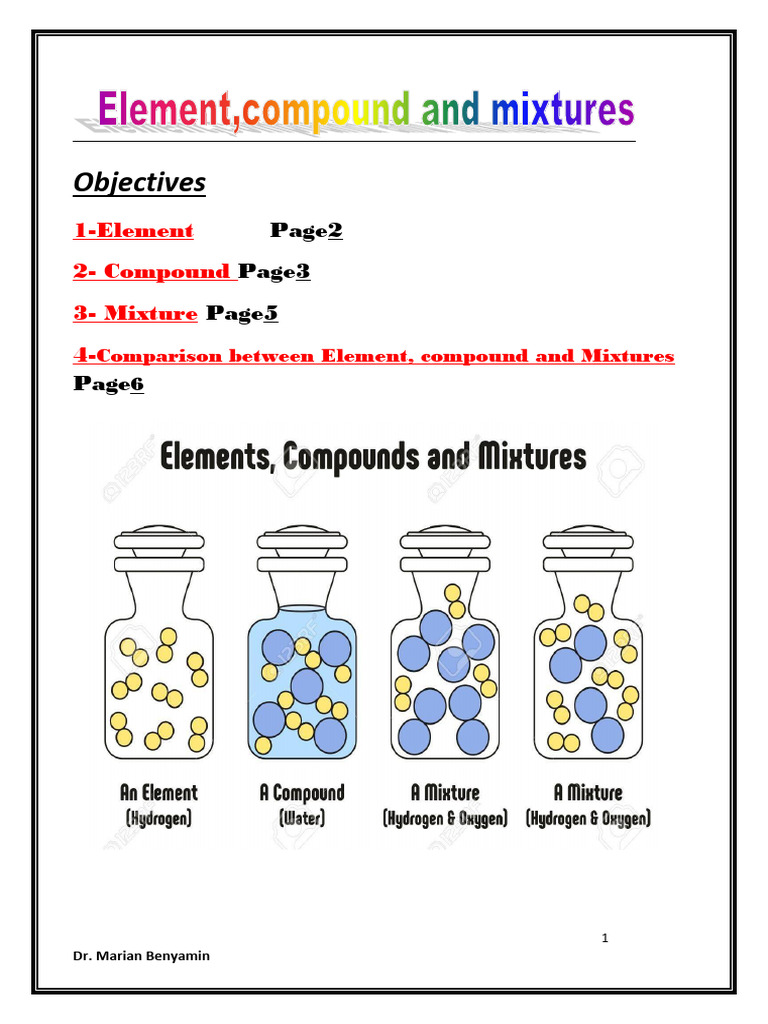 Elements, Compounds, Mixtures Guide | PDF | Chemical Substances ...