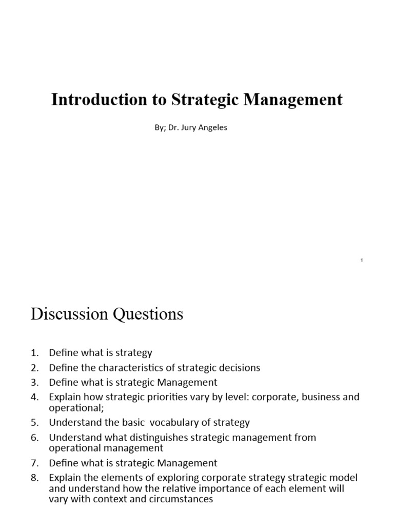 Introduction to Strategic Management | PDF | Strategic Management ...
