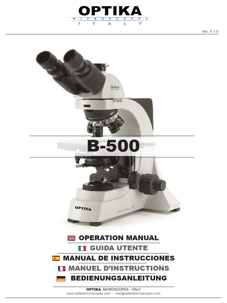 optika-b-500-manual | Download Free PDF | Microscopy | Equipment