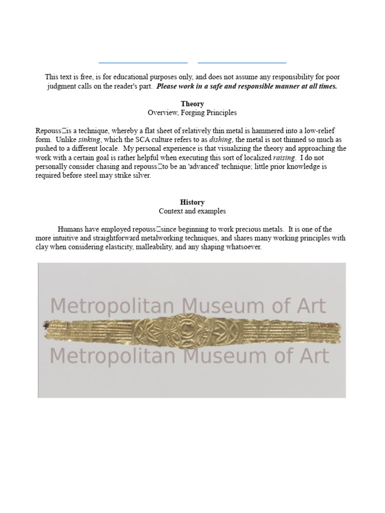 Repoussé Metalworking Techniques Guide | PDF | Sheet Metal | Steel