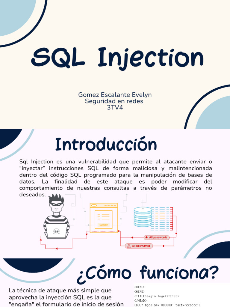 SQL INYECTION-Gomez Escalante Evelyn | PDF | SQL | Bases de datos
