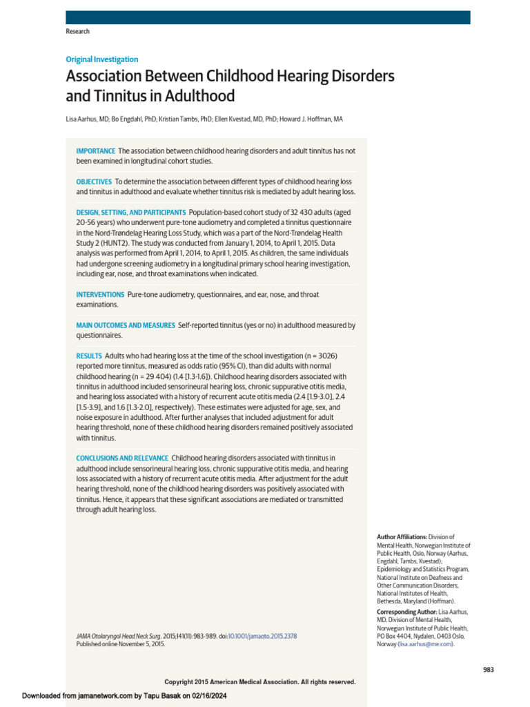 ref 4 | Download Free PDF | Tinnitus | Hearing Loss