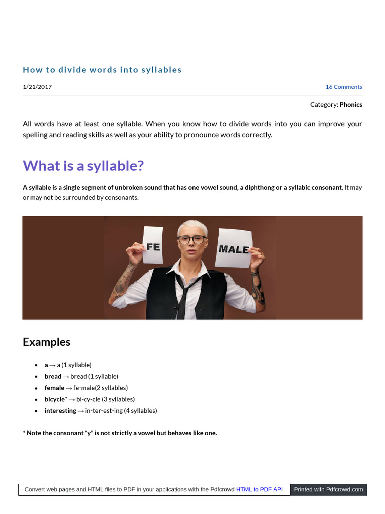 How To Divide Words Into Syllables | PDF | Syllable | Consonant