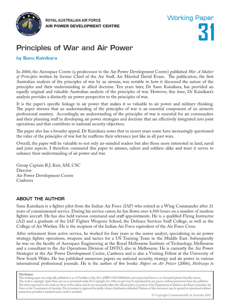 WP31 Principles of War and Air Power | PDF | Force | Military Strategy