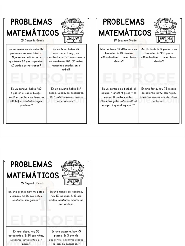PROBLEMAS MATEMÁTICOS 2DO N°4 | PDF
