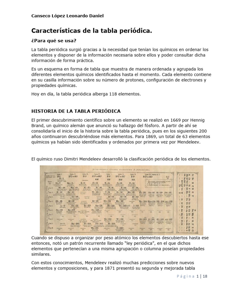 Carac de La Tabla Per. | PDF | Tabla periódica | Rieles