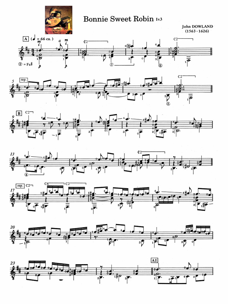 138951933-Bonnie-Sweet-Robin-John-Dowland | PDF