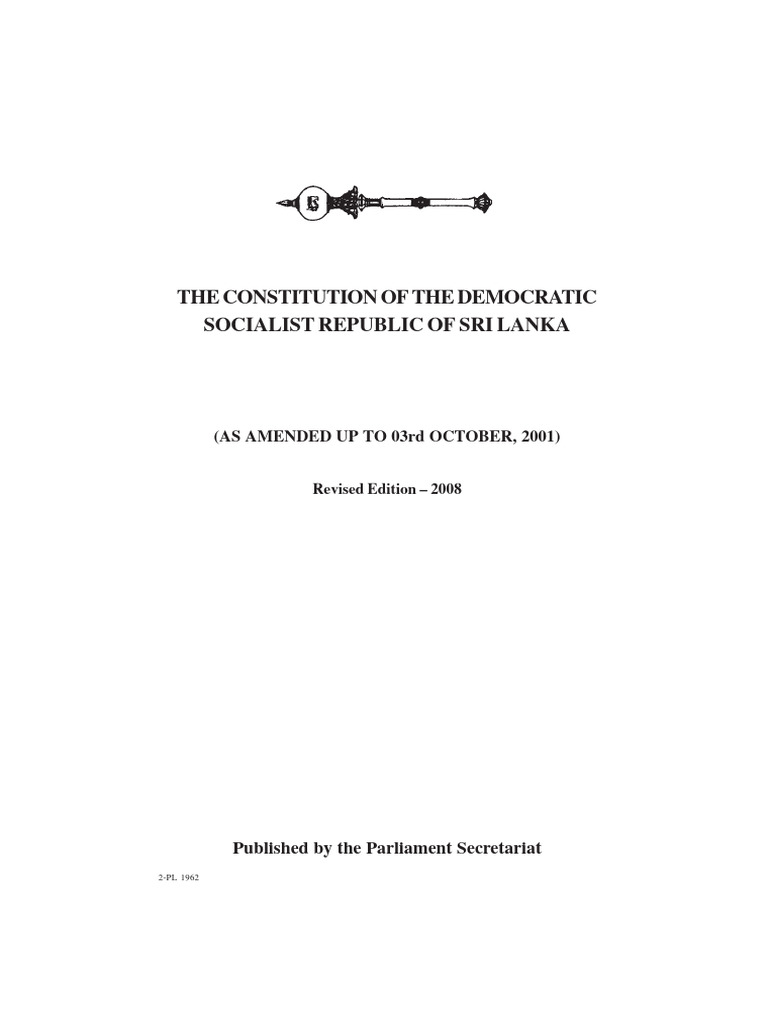 The Constitution of The Democratic Socialist Republic of Sri Lanka | PDF | Supreme Court Of The ...