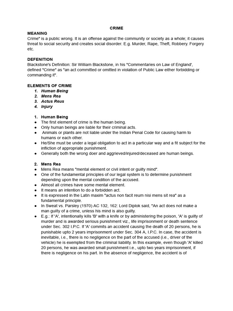 IPC IMP Notes | Download Free PDF | Aiding And Abetting | Mens Rea