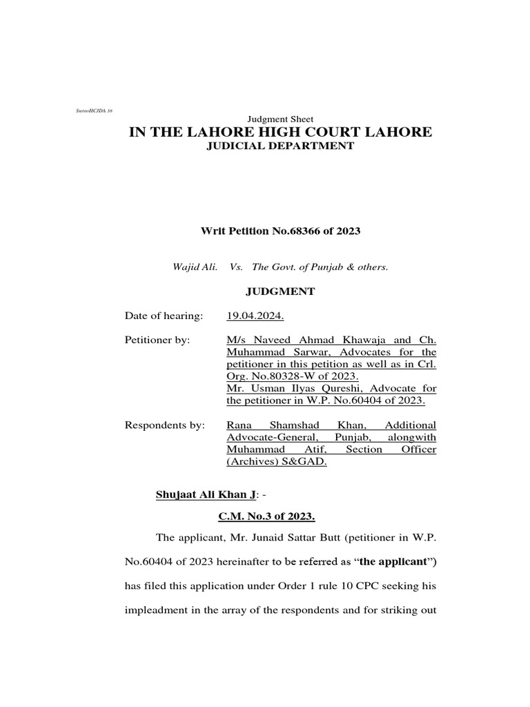 2024LHC1849 (1) | PDF | Complaint | Contempt Of Court