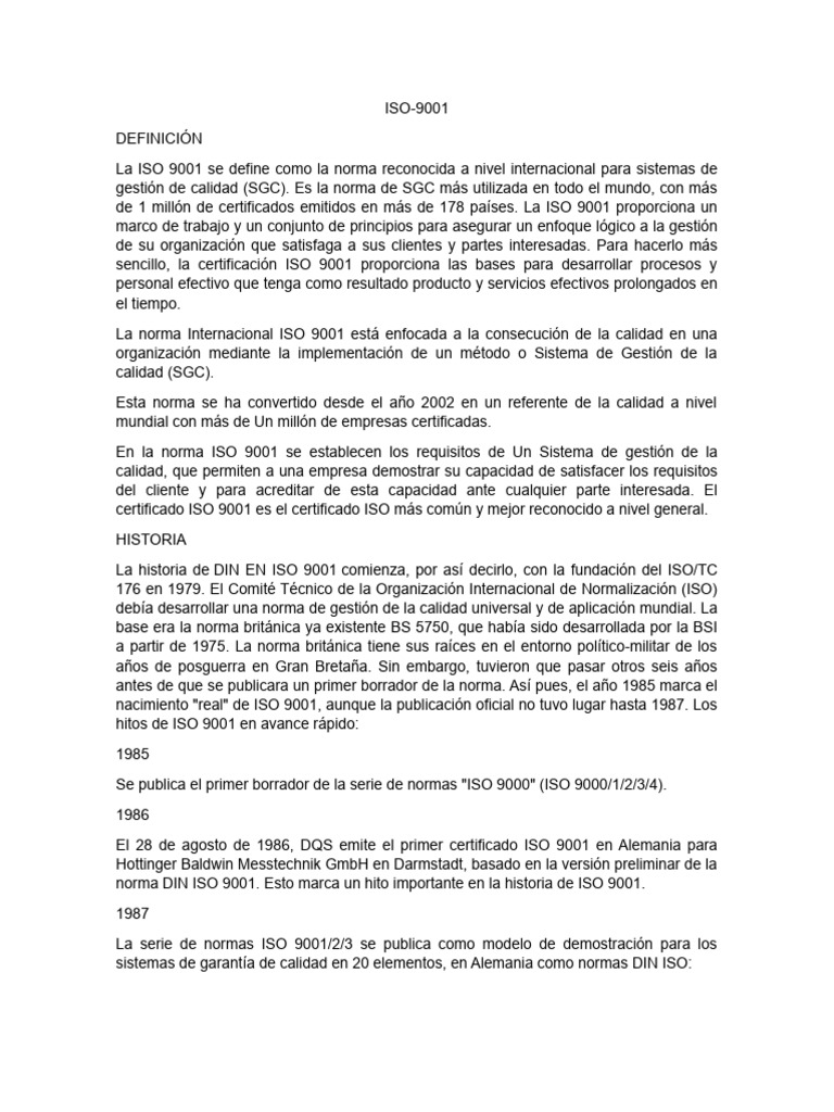 Iso 9001 | PDF | Calidad (comercial) | Iso 9000