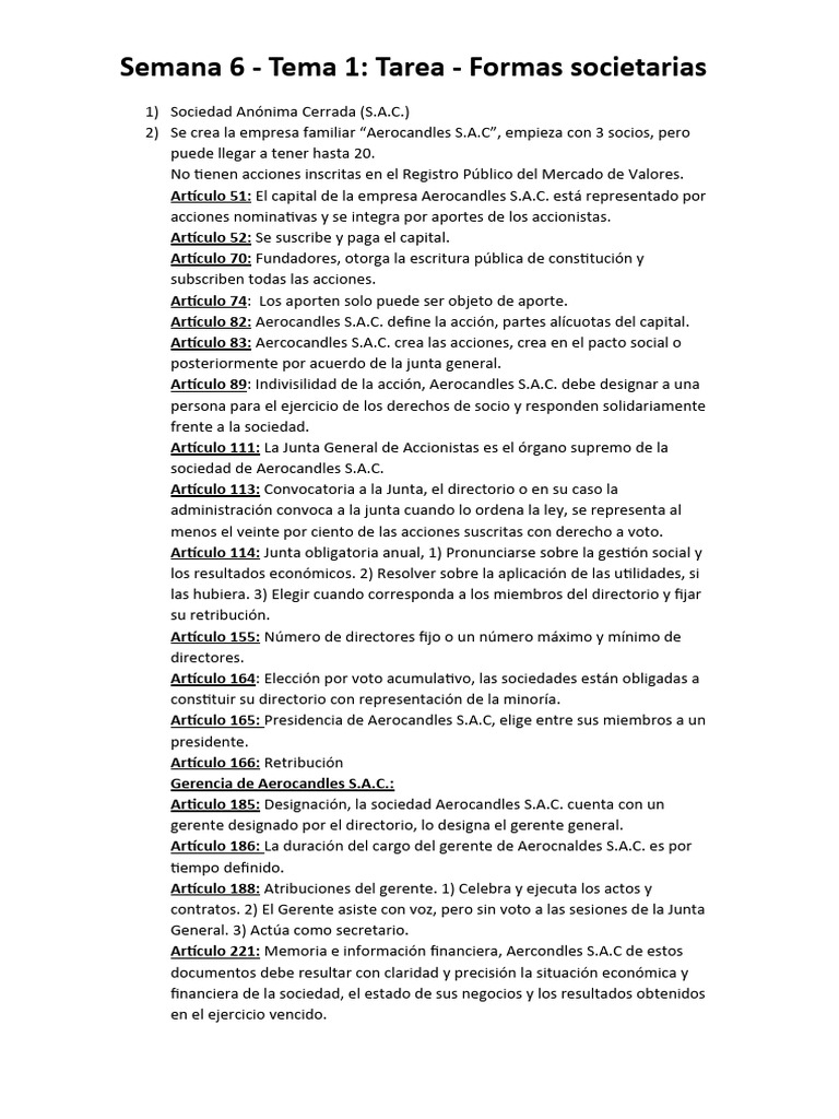 Semana 6 Tema 1 Tarea Formas societarias | PDF | Gobierno