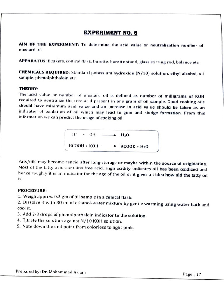 Experiment 6 &7 | PDF | Chemical Substances | Chemistry