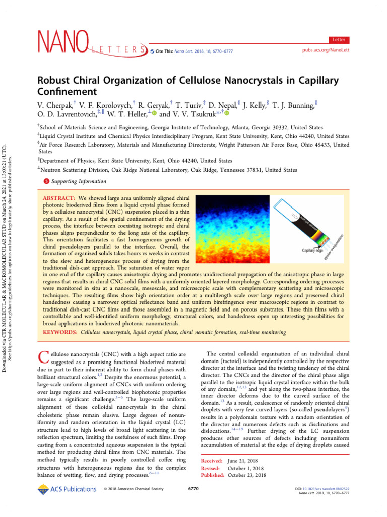 Cherpak-2018-Robust Chiral Organization of Cel | PDF | Liquid Crystal ...