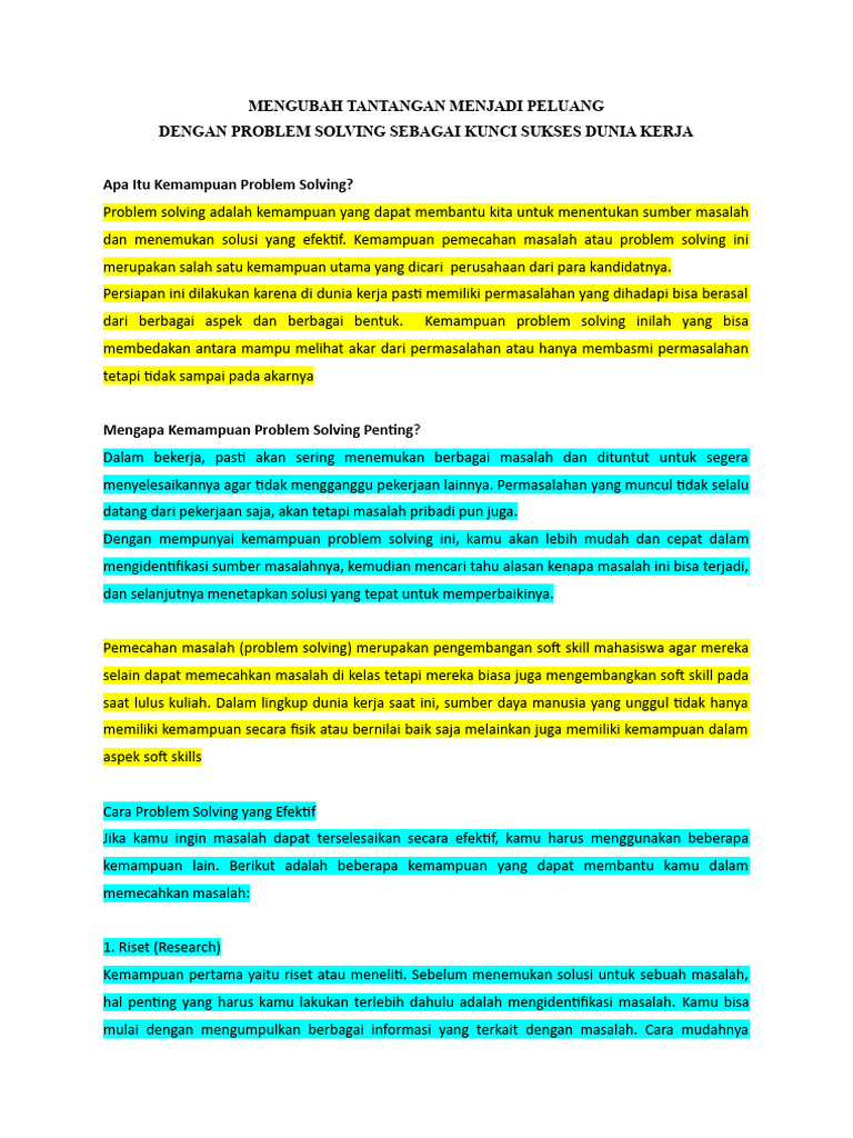 Materi CBSD Problem Solving-1 | PDF | Karier & Perkembangan