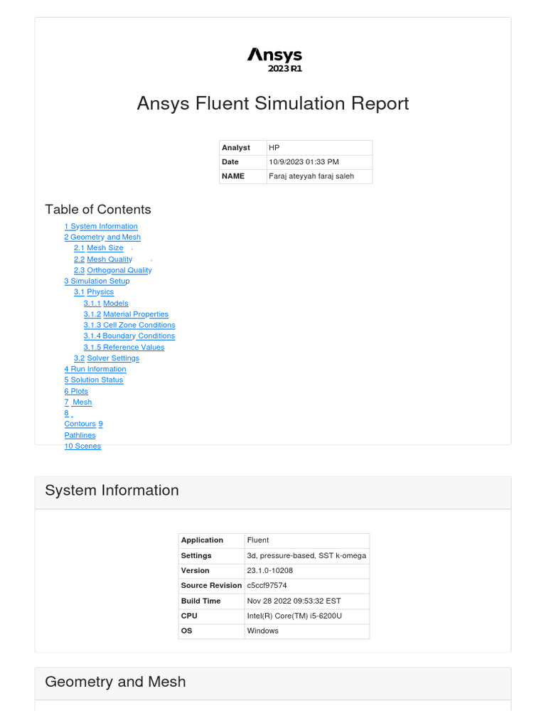 Ansys - Fluent - Simulation - Faraj Rahil | PDF | Turbulence | Viscosity