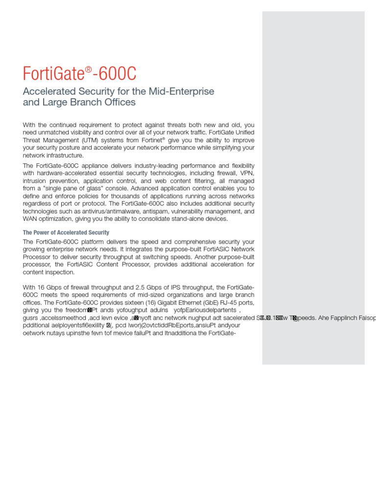 FG600C DS 0 | PDF | Firewall (Computing) | Computer Network