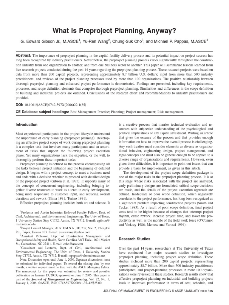 preprojectplanning | Download Free PDF | Reliability Engineering | Sampling (Statistics)