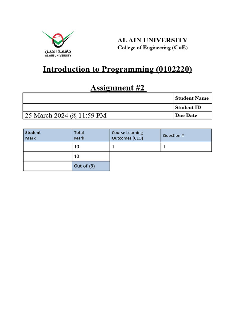 Intro - To - Programming - Assignment #2 - Spring - 2024 | Download ...