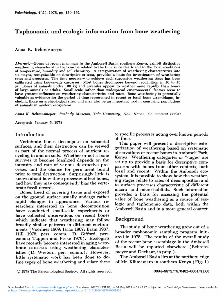 Bone Weathering Stages in Amboseli | PDF | Bone | Weathering