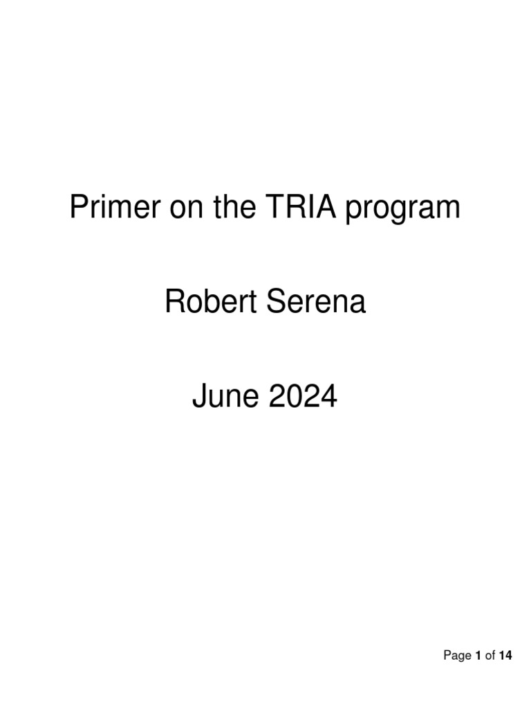 Primer On The Terrorism Risk Insurance Act (TRIA) | PDF | Insurance ...