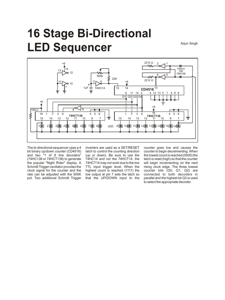 16 Stage Bi-Directional LED Sequencer | PDF | Electricity | Digital ...