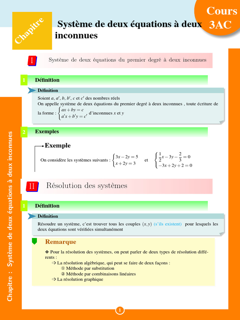 Système d'équations à deux inconnues | PDF | Équations | Algèbre générale