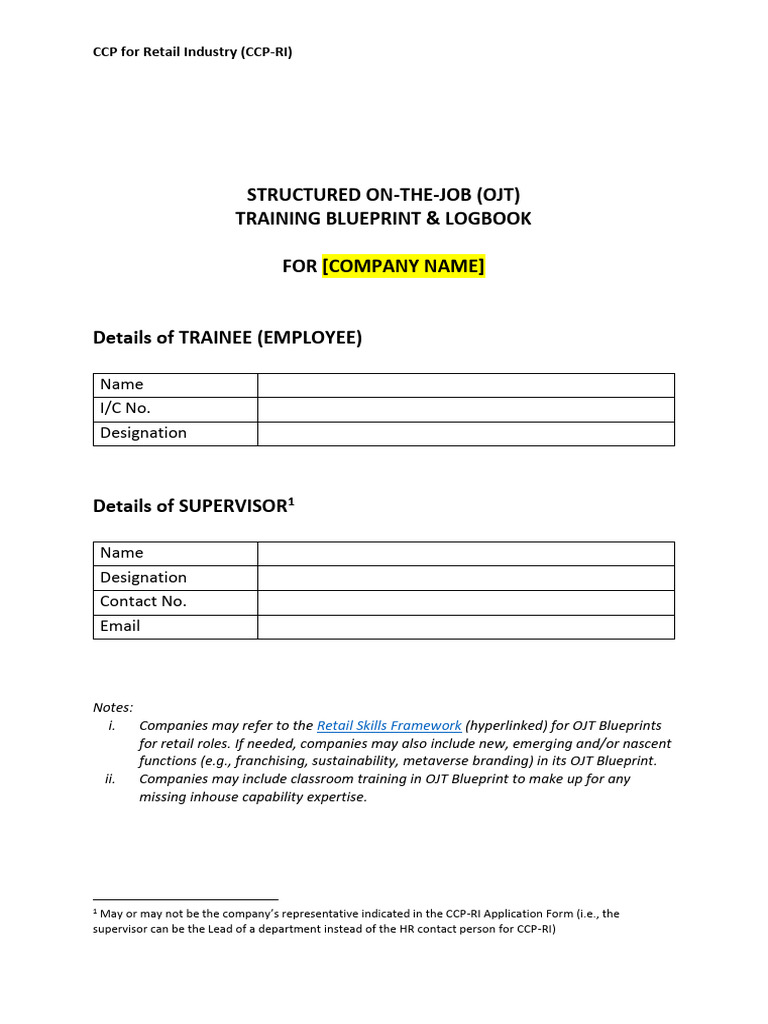 OJT-Plan-Template-20_240607_224903 | Download Free PDF | Behavior Modification | Learning