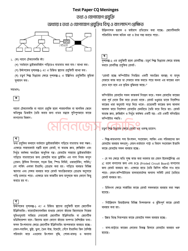 Meninges HSC Test Paper 2024 | PDF