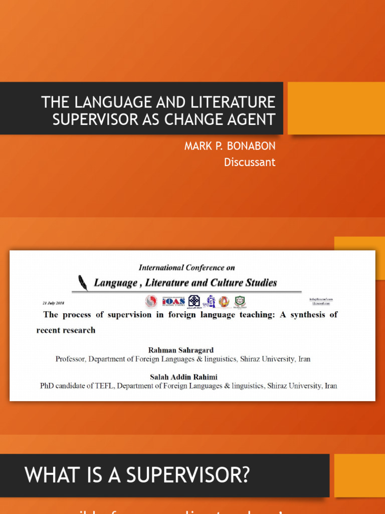 The Language and Literature Supervisor As Change Agent | PDF | Teachers | Behavior Modification