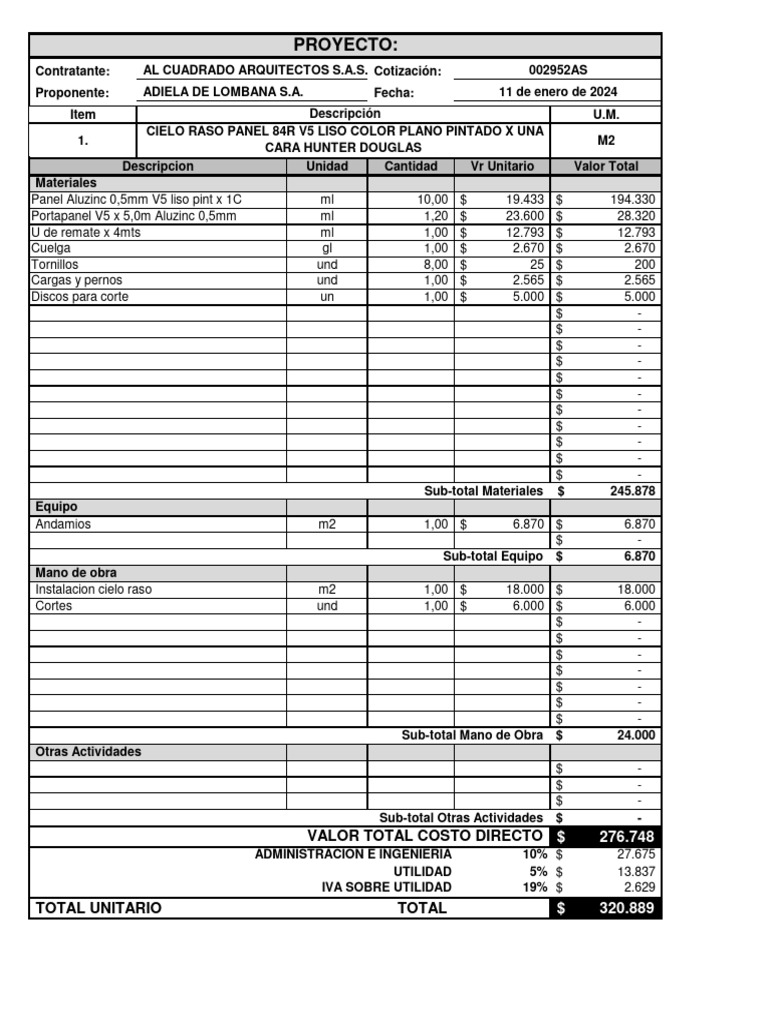 APU Cielo Raso Panel 84R V5 Liso Hunter Douglas - Parque Pacifico | PDF