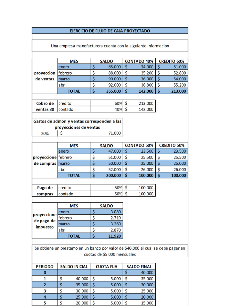 Ejer flujo caja proyectado IESAB | PDF