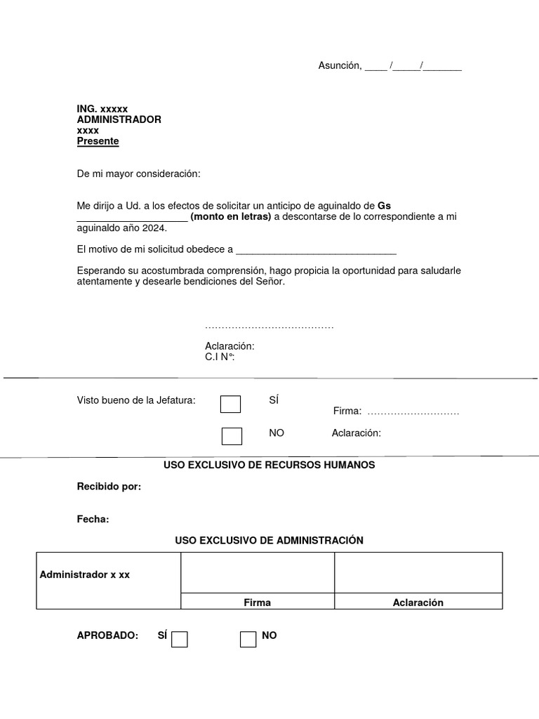 Solicitud de Anticipo de Aguinaldo | PDF