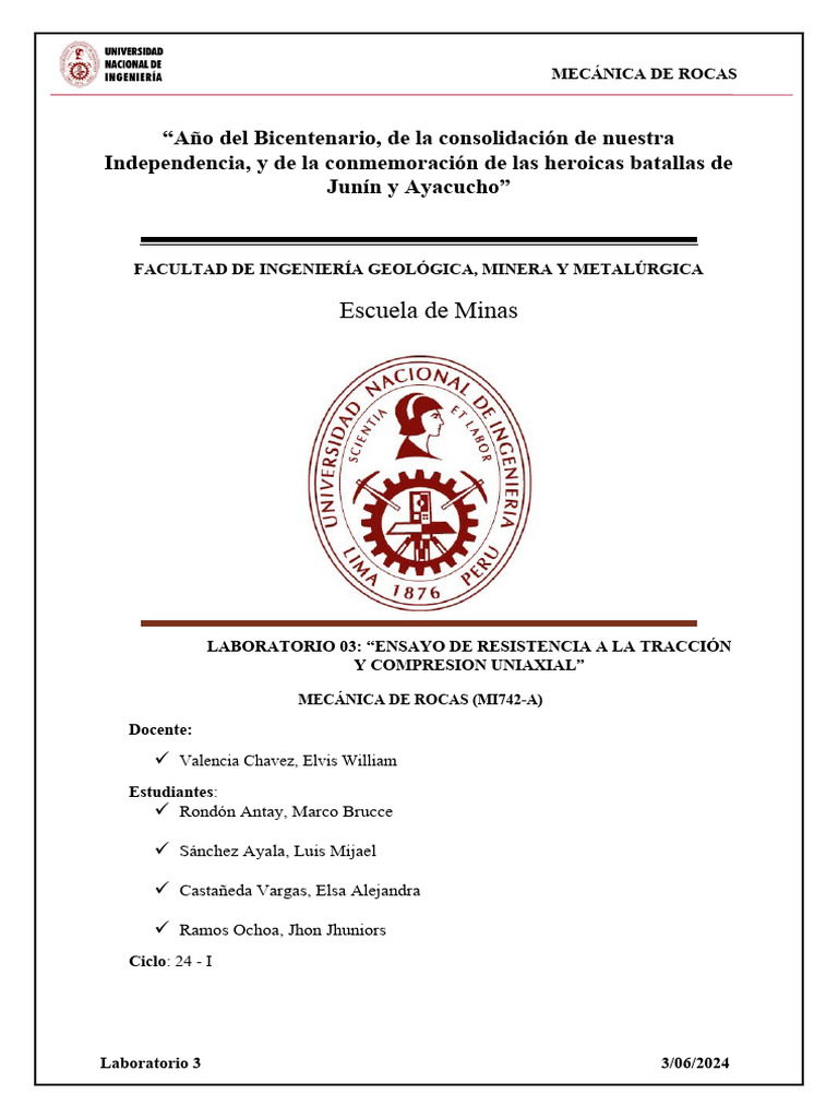 Ensayo de Tracción en Rocas | PDF | Materiales | Ingeniería mecánica