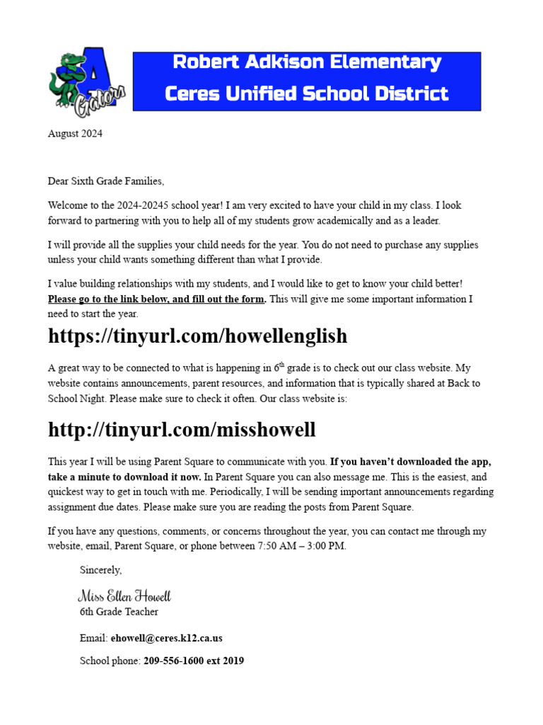 Backtoschoolletter24-25 6th | PDF | Ciencias sociales | Salud y bienestar