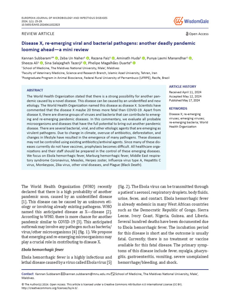Disease X Re Emerging Viral And Bacterial Pathogens Another Deadly