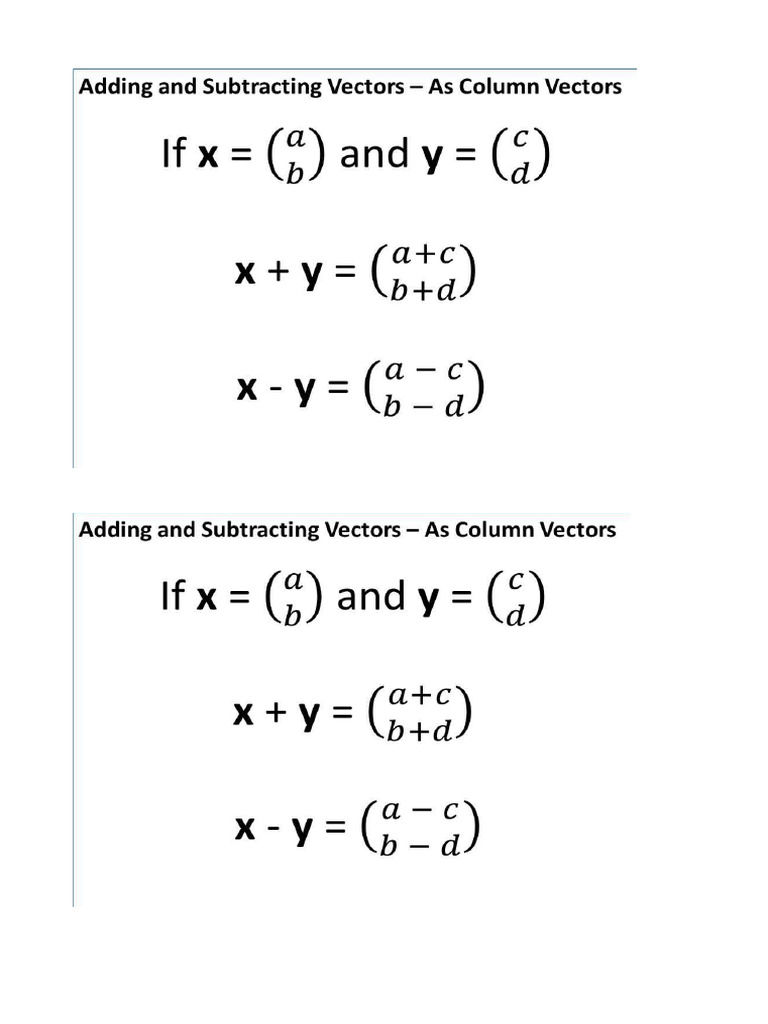 Adding Column Vectors Handout | PDF