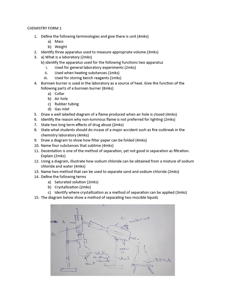 CHEMISTRY FORM 1 | PDF