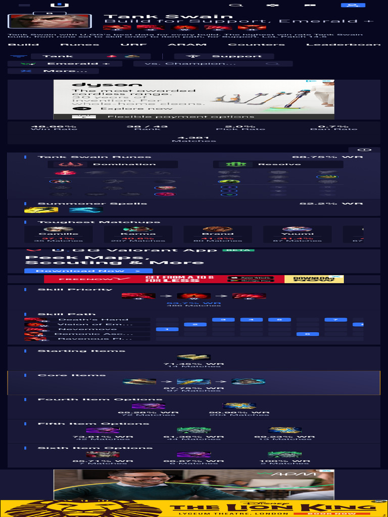 Swain Build With Highest Winrate - LoL Runes, Items, and Skill Order | PDF