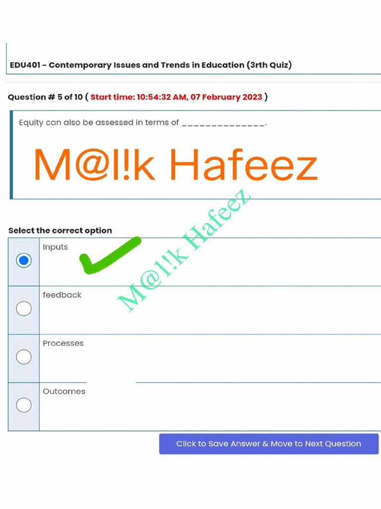 M@L!K Edu401 Quizz 4 Solution Searchable | PDF